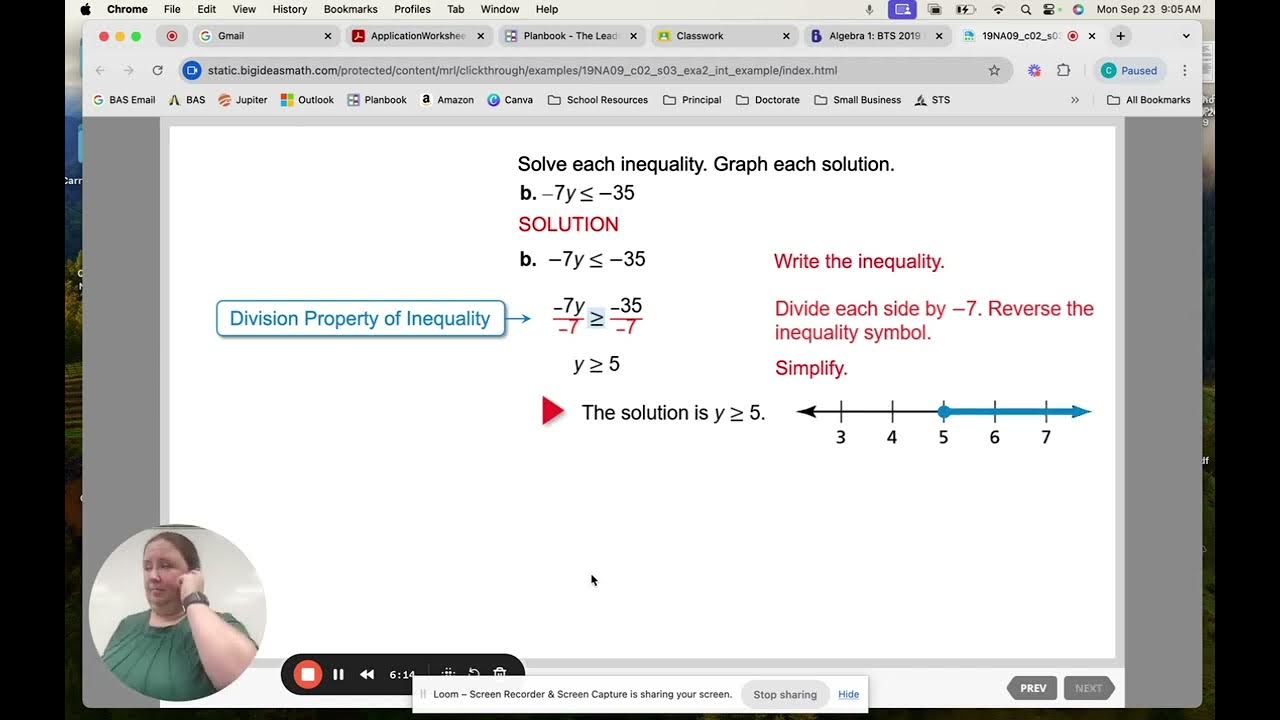 Alg I Lesson 2.3 Solving Inequalities Using Multiplication and Division ...
