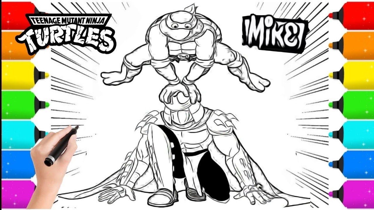 Drawing and coloring TMNT ninja turtles Mike and Shredder | super ...
