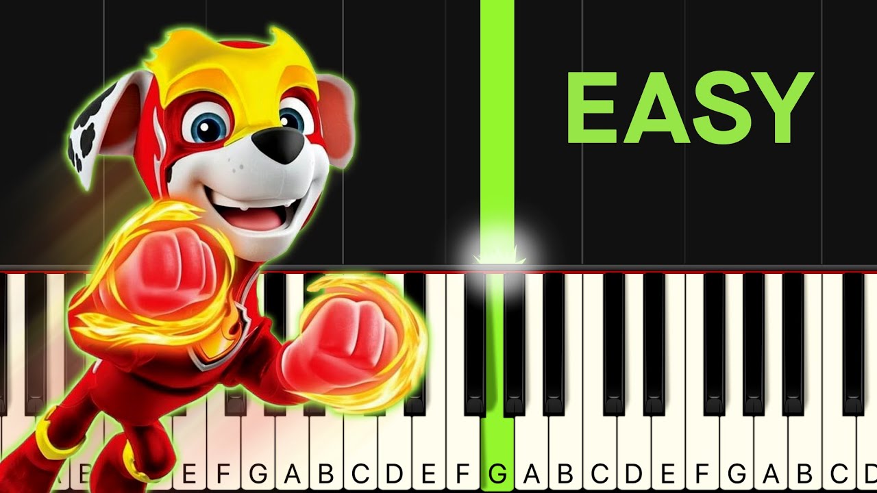 Paw Patrol Mighty Pups Theme Song EASY Piano Tutorial - YouTube