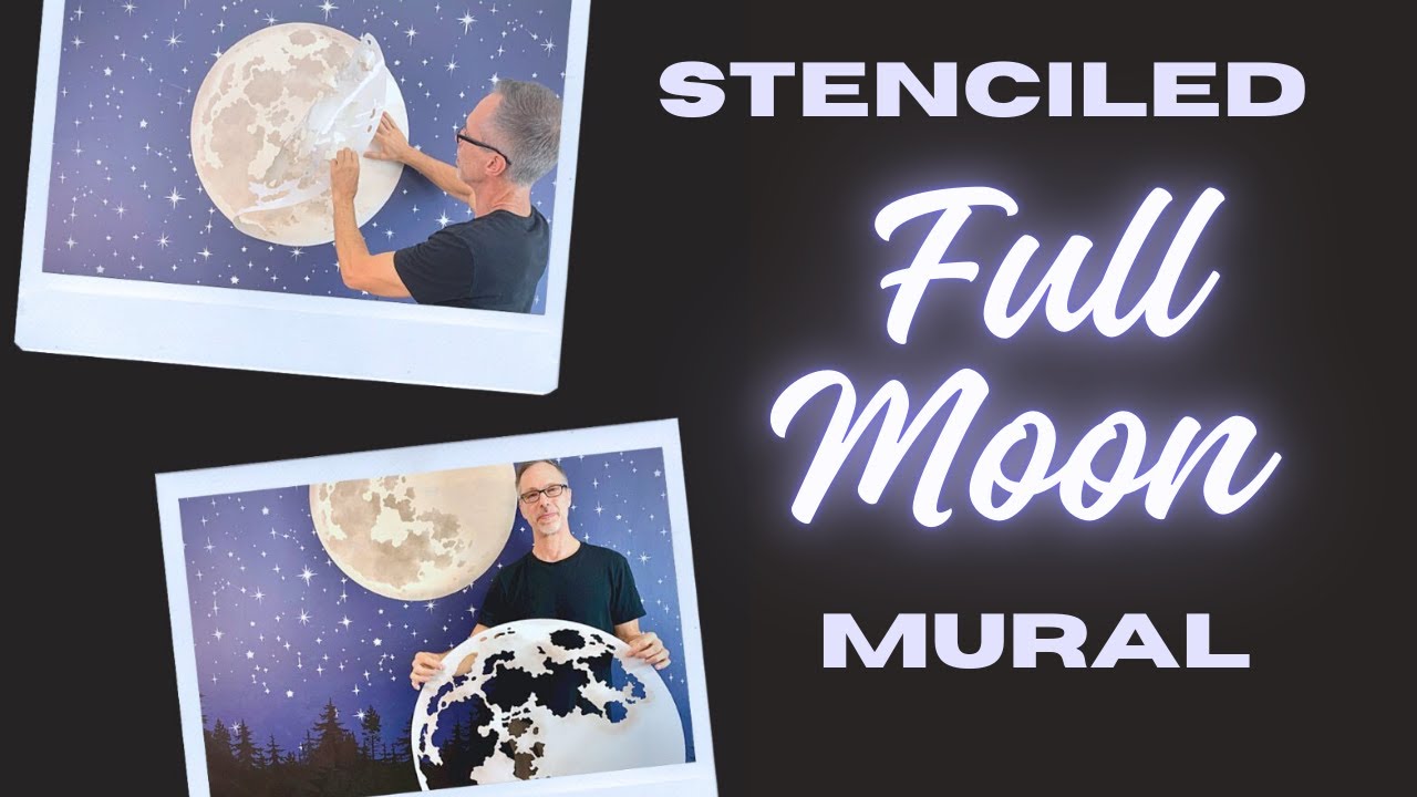 Stenciled Full Moon Mural Using Moon, Constellations And Mountain Pines ...