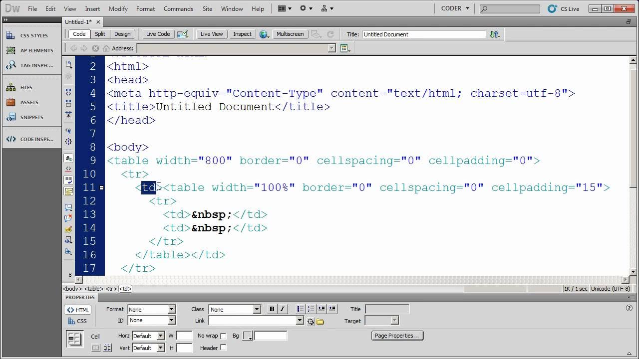 Working with Table Based Layouts in Dreamweaver CS5 - Part 3 - YouTube