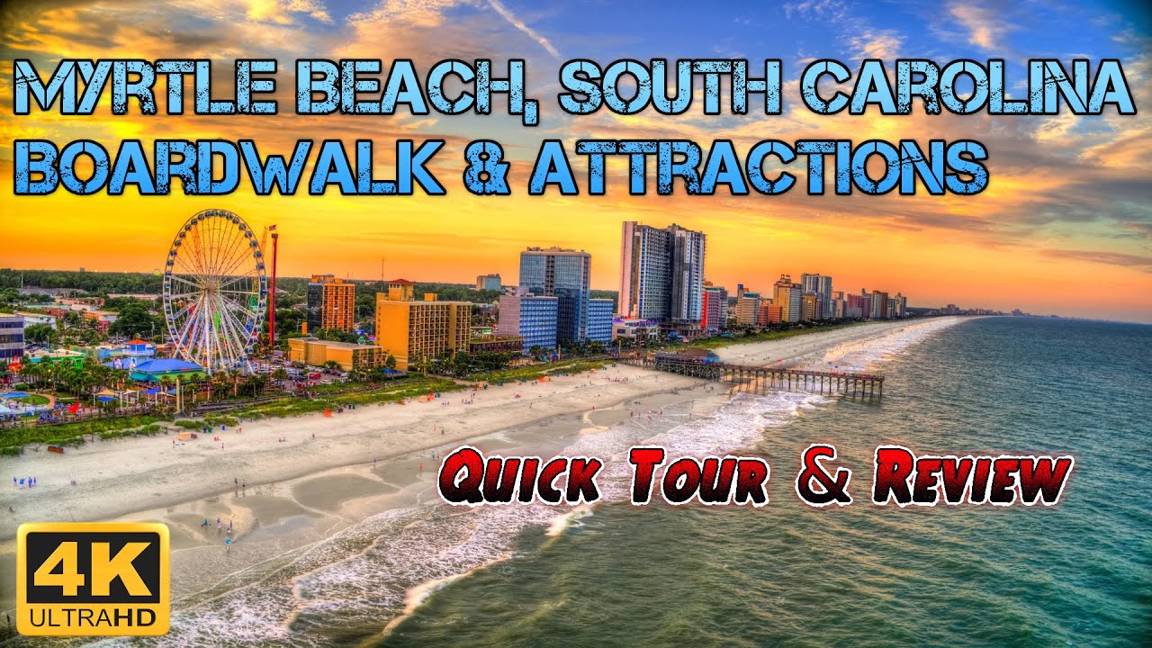 The Myrtle Beach Boardwalk in South Carolina! Scenic Tour of Promenade ...