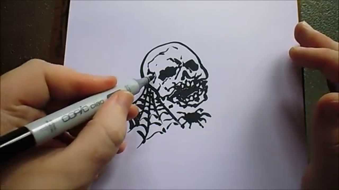 Weak Hand Drawing Challenge Skull - Warm Up! - YouTube