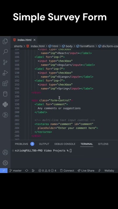 Simple Survey Form Using Html Codesecret Html Javascript Webdesign Youtube