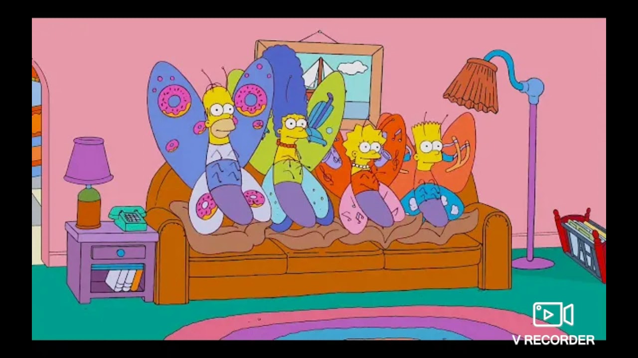 Homer, Bart, Marge & Lisa as butterflies in a Simpsons couch gag - YouTube