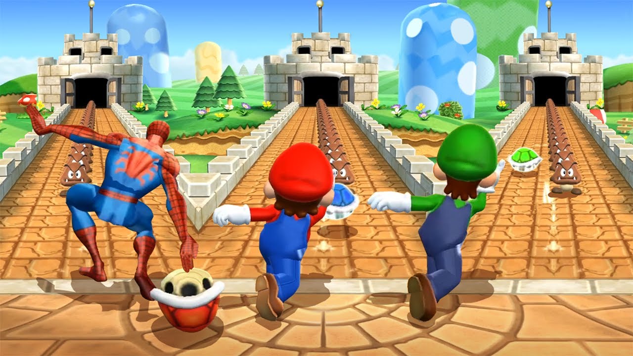 Mario Party 9 MiniGames - Mario Vs Spider Man Vs Luigi Vs SpongeBob ...