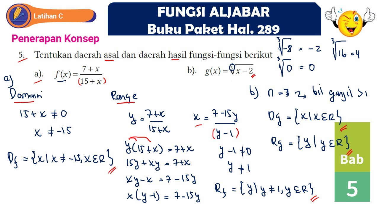LATIHAN C NO 5 DOMAIN RANGE FUNGSI DAN PEMODELANNYA MATEMATIKA TINGKAT ...