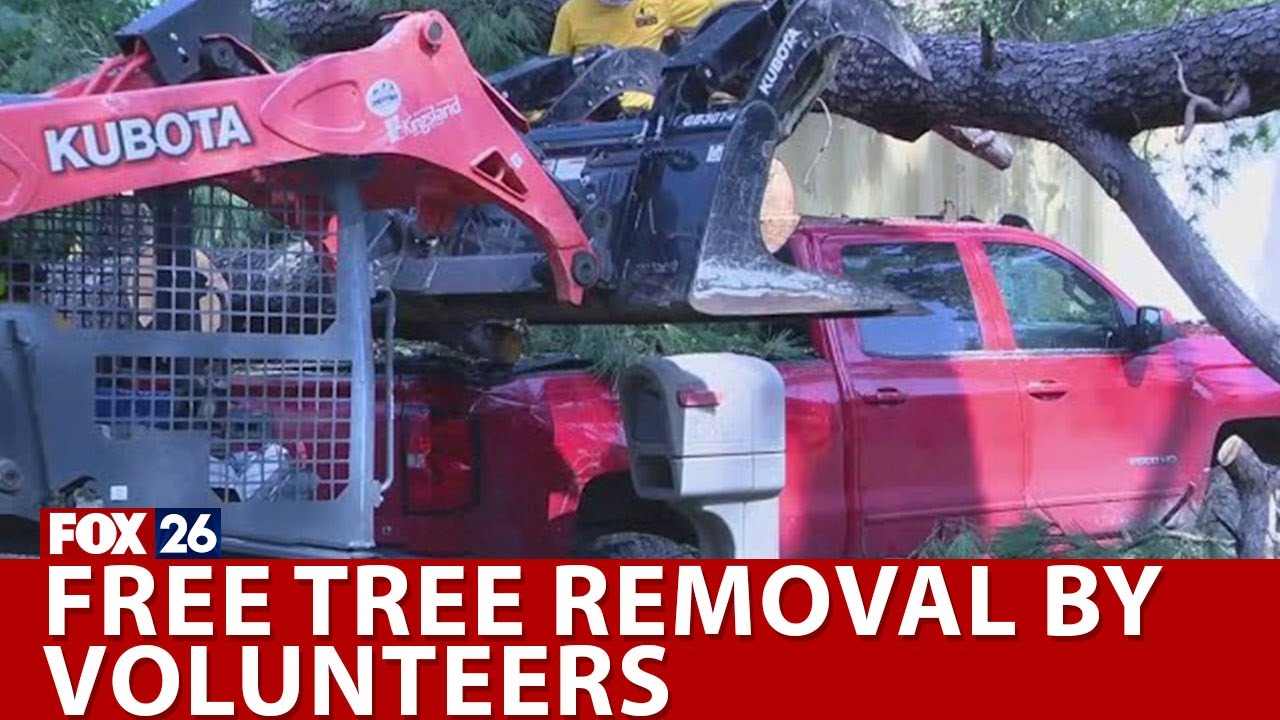 Houston group helps cut down fallen trees after severe storms - YouTube