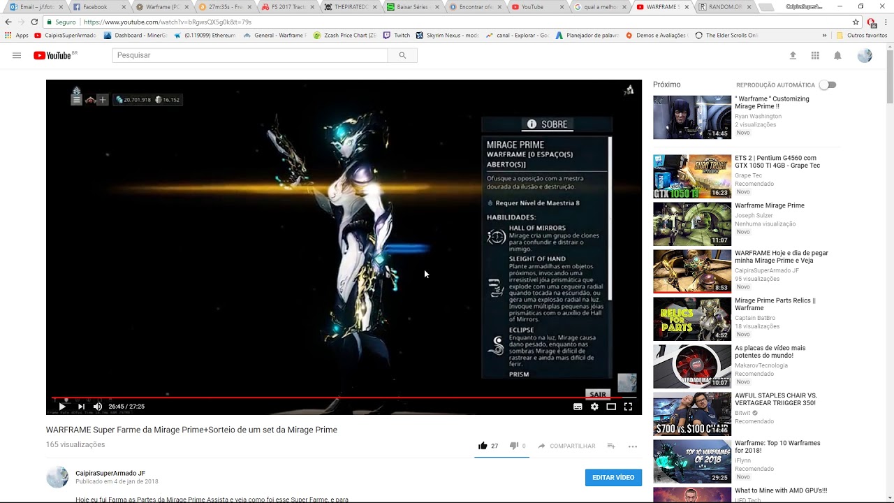 WARFRAME Sorteio do set da Mirage Prime dia 11/1/2018 12 horas - YouTube
