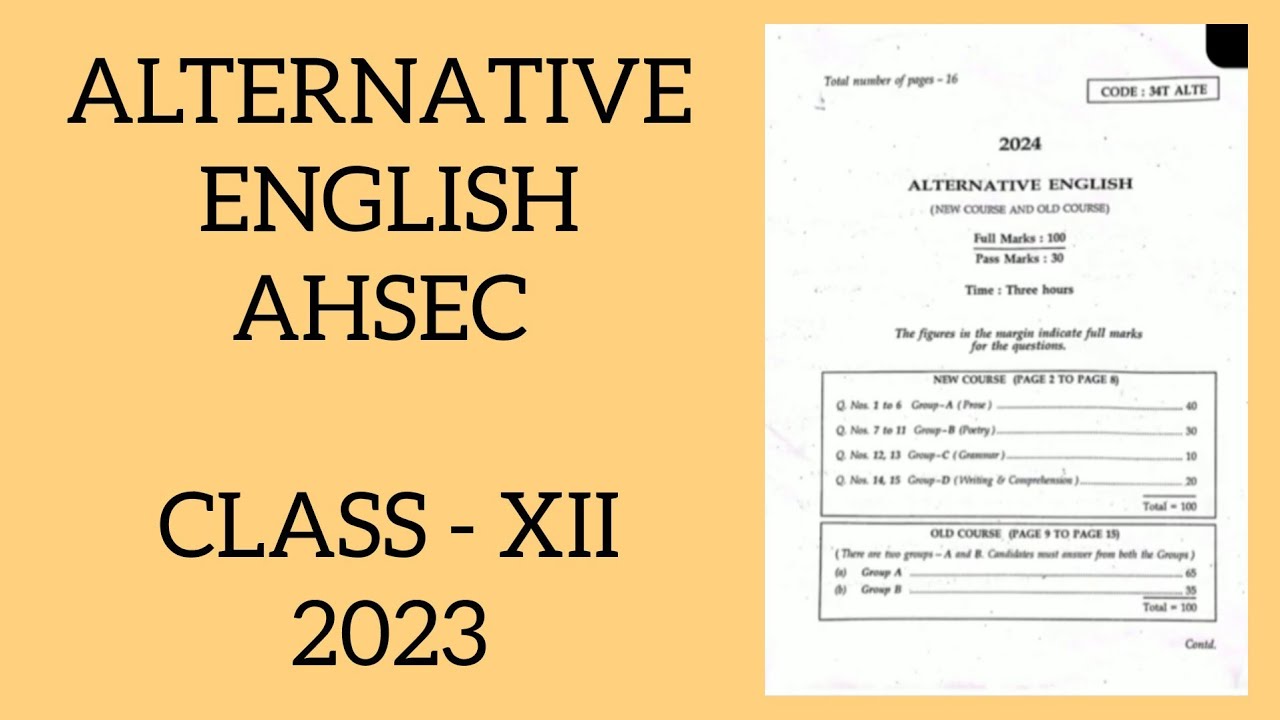 Alternative English AHSEC Class-12 2023 PYQ Question Paper - YouTube