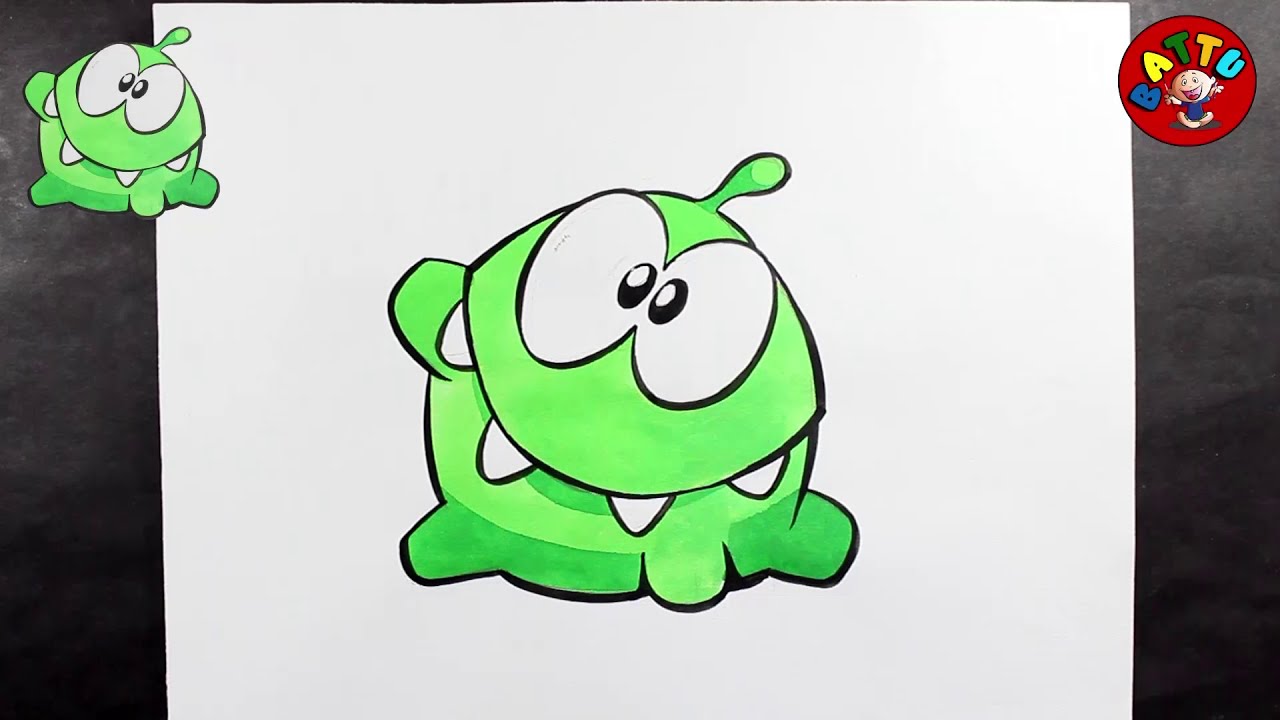 How to Draw Om Nom - Cut the Rope (Color Drawing) simple drawing - YouTube
