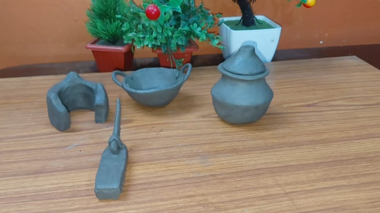 Diy polymer clay kitchen set handmade miniature kitchen set with clay ...