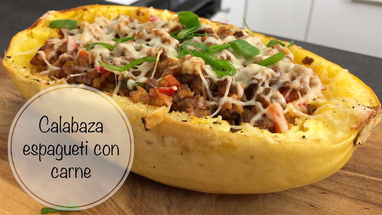 Calabaza espagueti con carne molida | Dominican Chefgro - YouTube