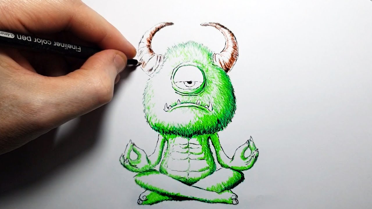 Drawing a Meditating Monster (109) - YouTube