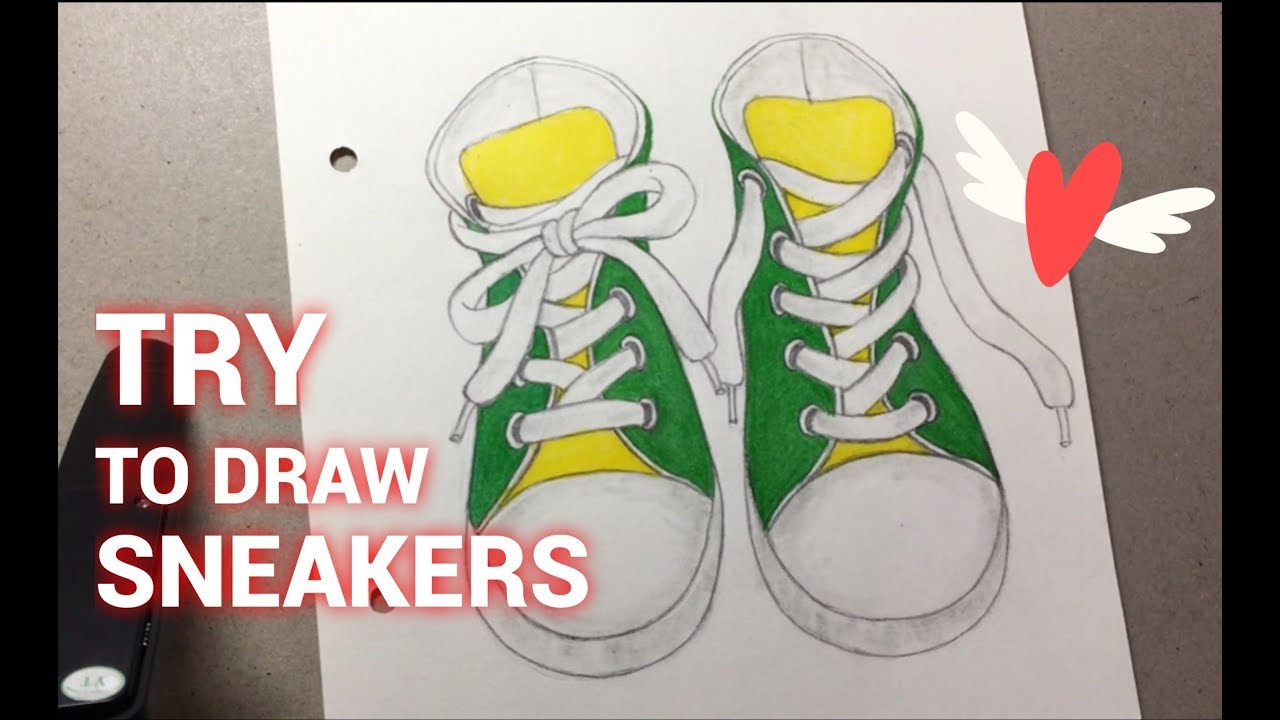 Try To Draw Sneakers(球鞋)/ Fashion Ideas / Watercolor + Color Pencil ...