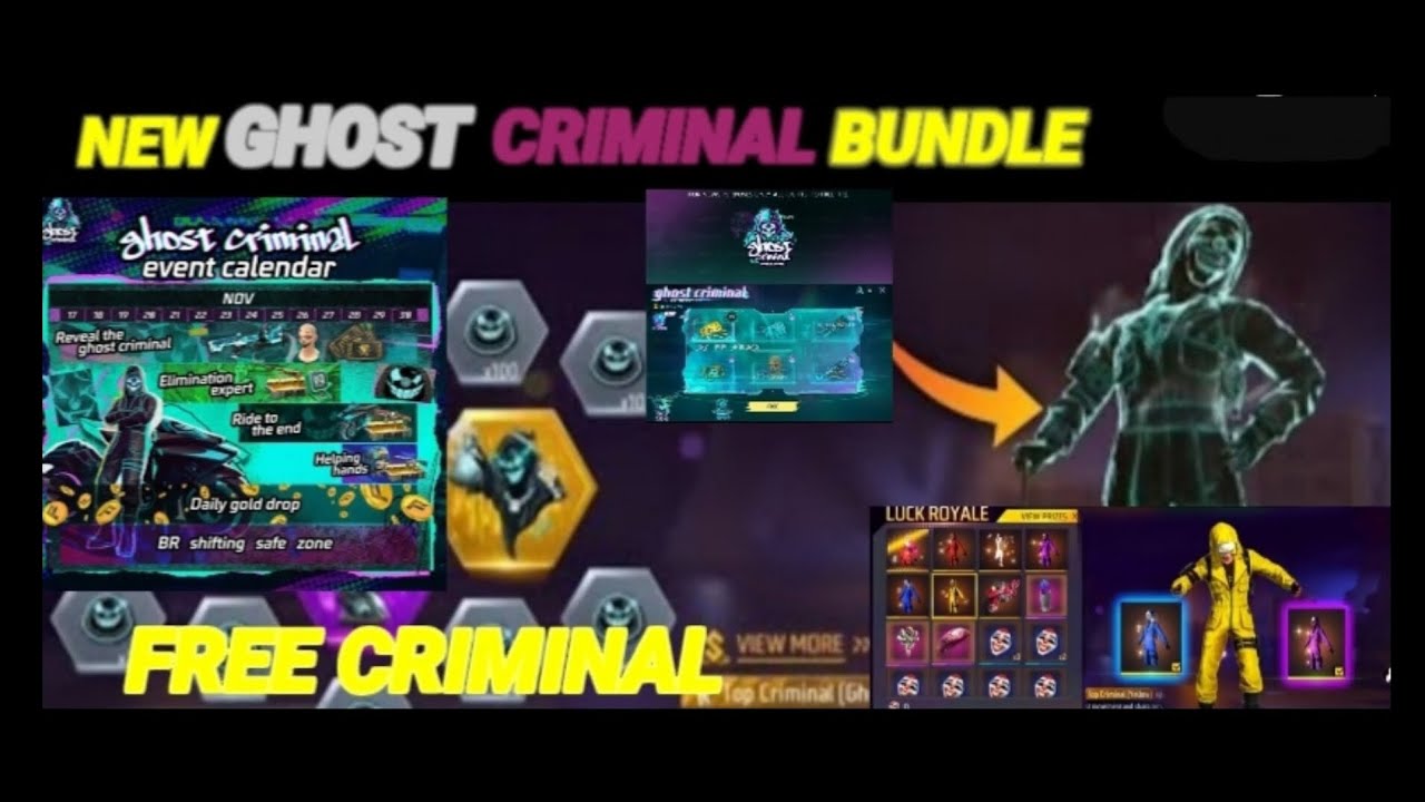 free fire new⚡ghost criminal bundle 💫free clime rare bundle video full ...