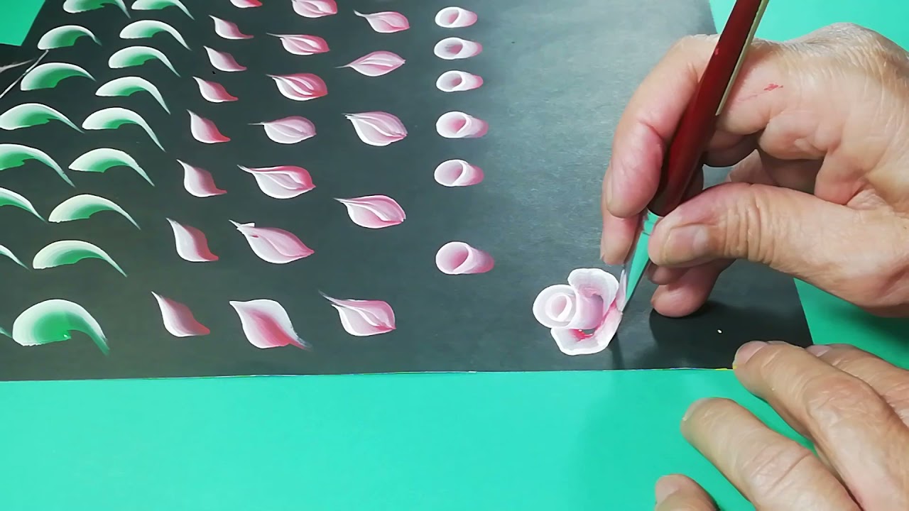 Como pincelar botones de rosas paso a paso - YouTube