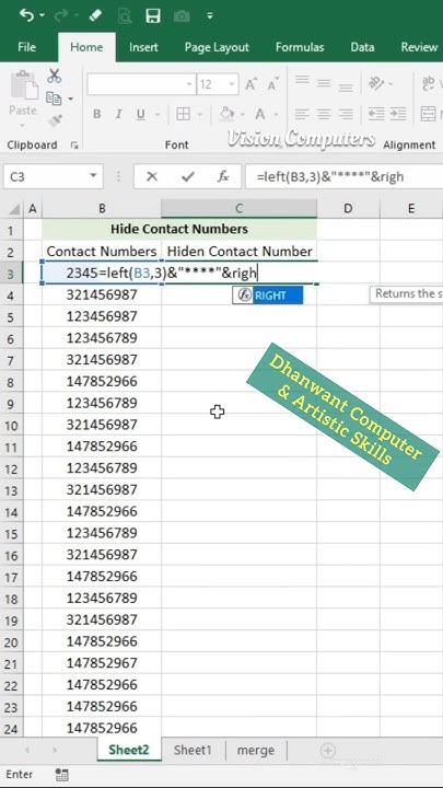 Hiding middle numbers in Microsoft Excel - YouTube