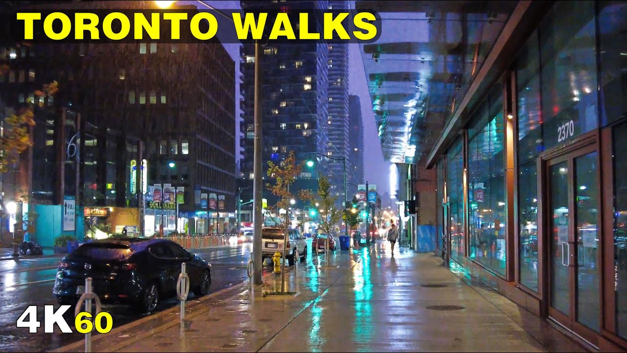 Late Night Thunderstorm Walk & Subway Ride in Midtown Toronto (Sept ...