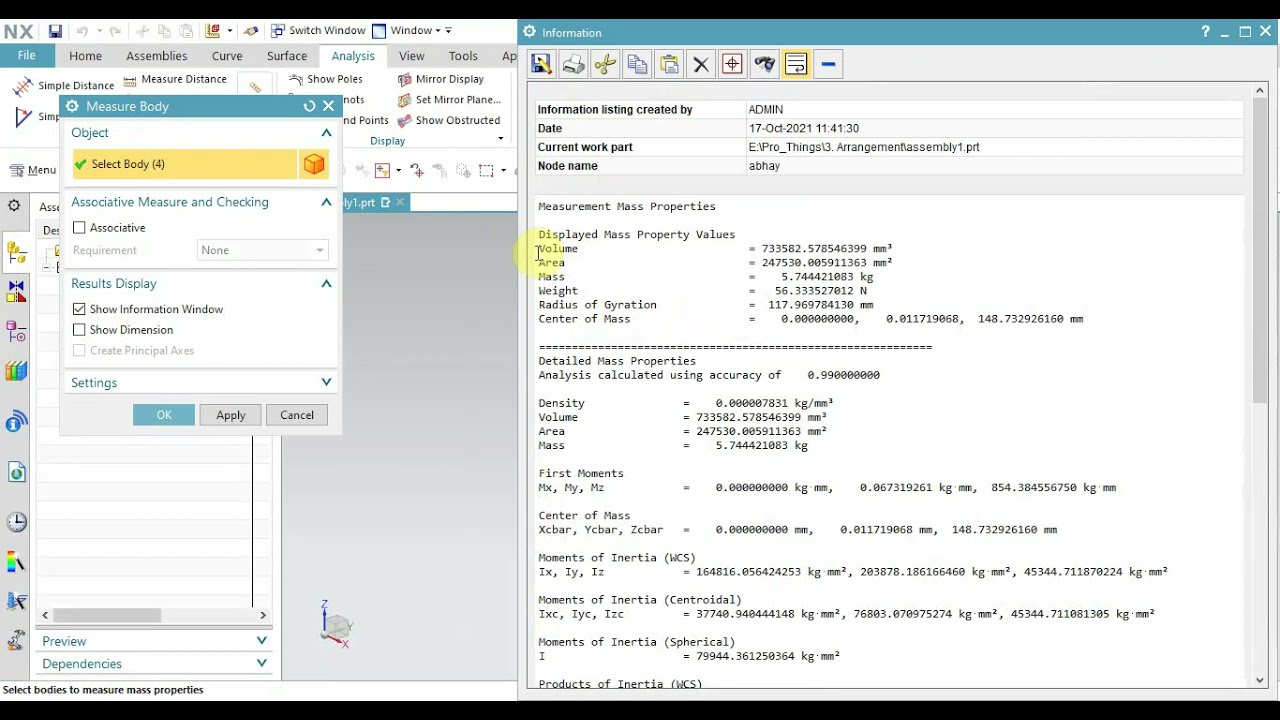 How Measure Mass Weight Etc And Other Parameters In NX How To Use how-measure-mass-weight-etc-and-other-parameters-in-nx-how-to-use
