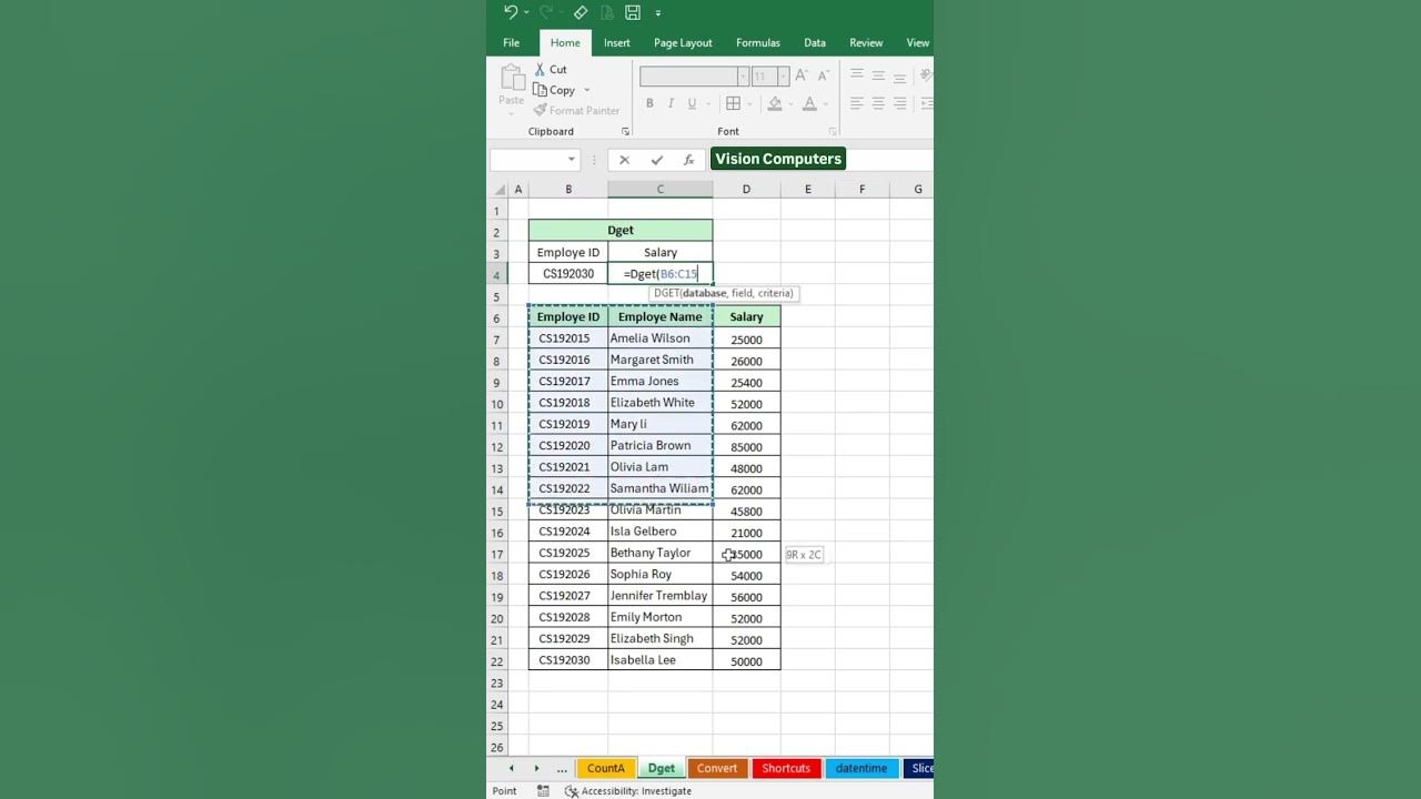 Dget Excel Formula Dget Excelformula Youtube