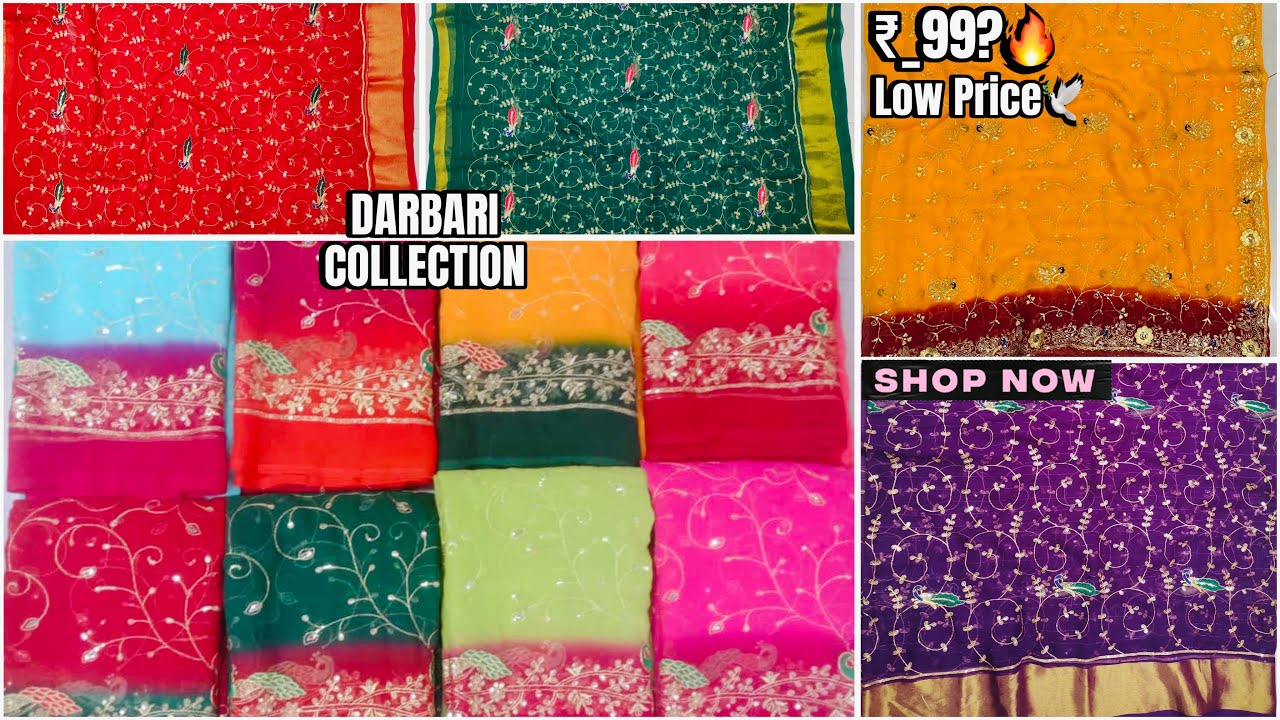 Darbari & Rajwadi Sarees with Vintage Work | Shop the Royal Gorgette ...