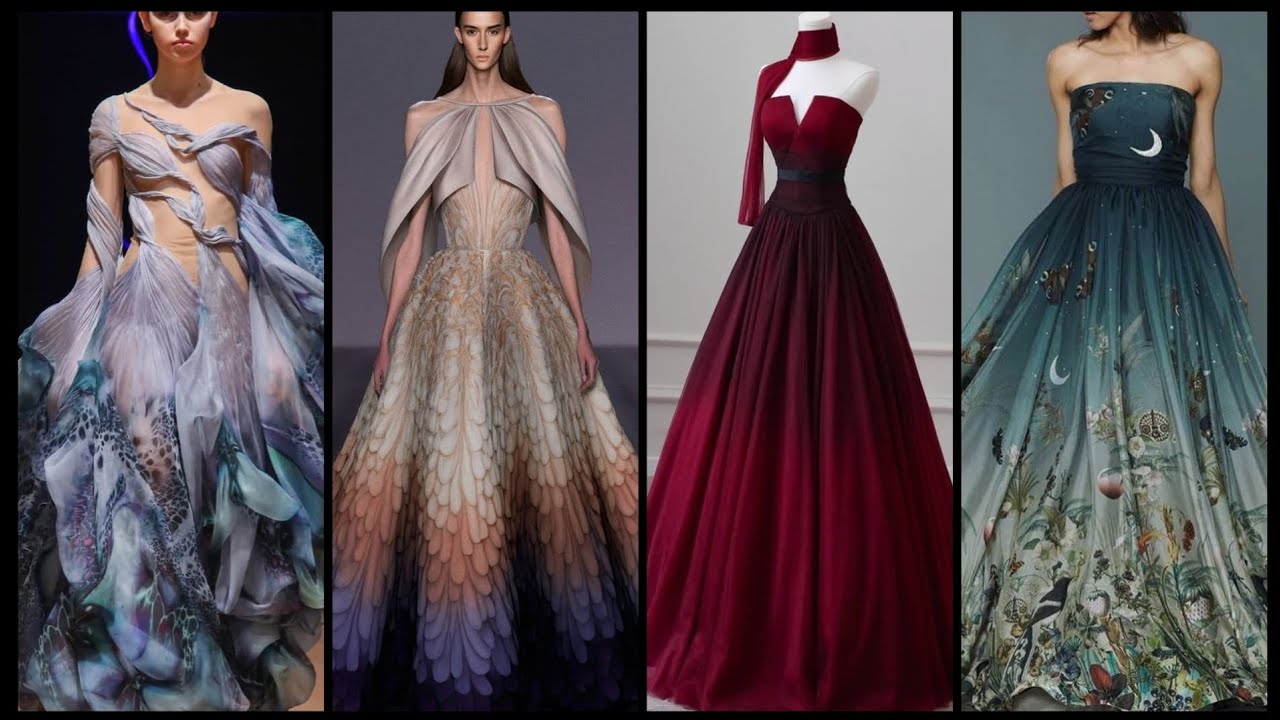 Charming & dedicated designs of long gown different types of designs ...