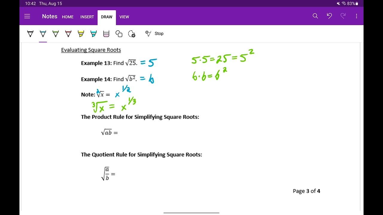Evaluating Square Roots - YouTube