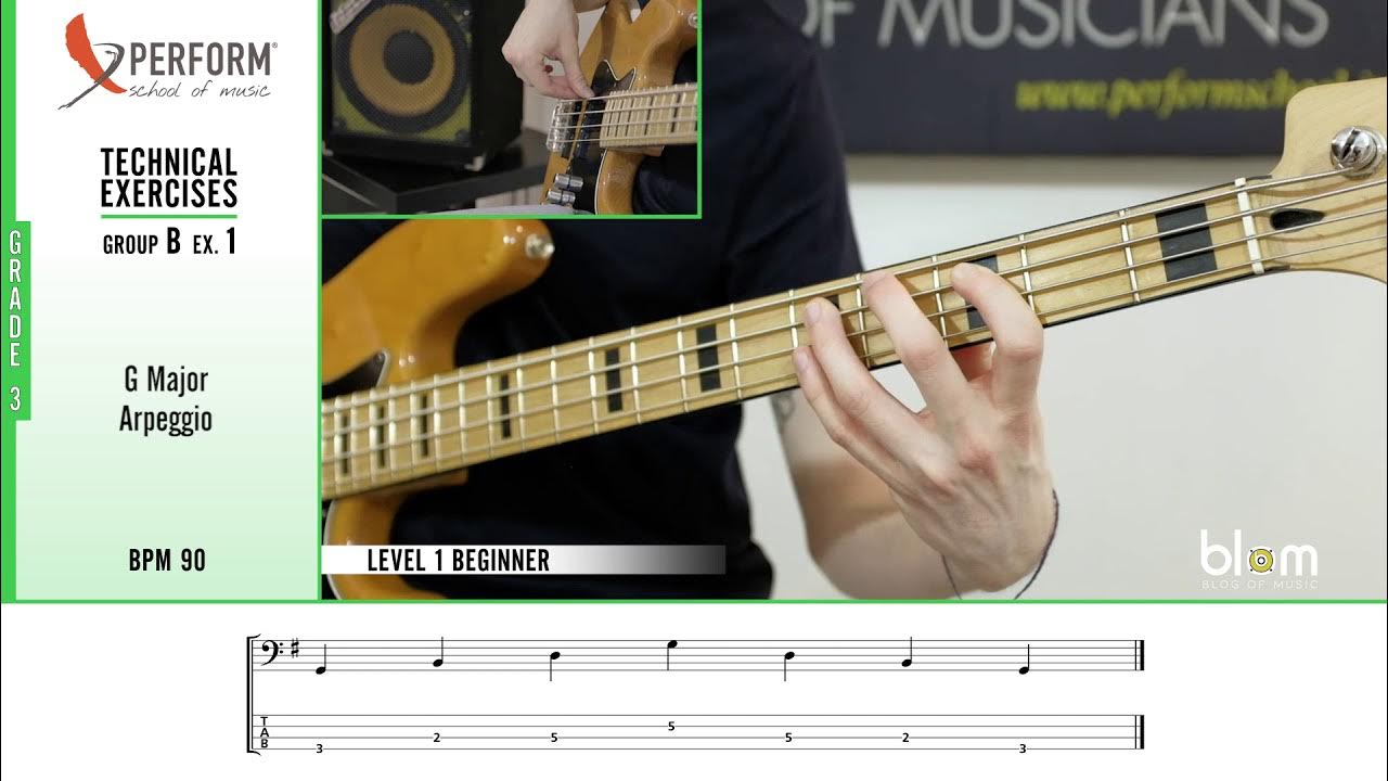 Bass technical exercises - Level 1 - Grade 3 - Group B1 - Basso (RSL Awards, Rockschool) - YouTube