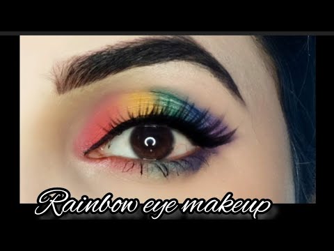 Rainbow eye makeup tutorial #eyemakeup - YouTube