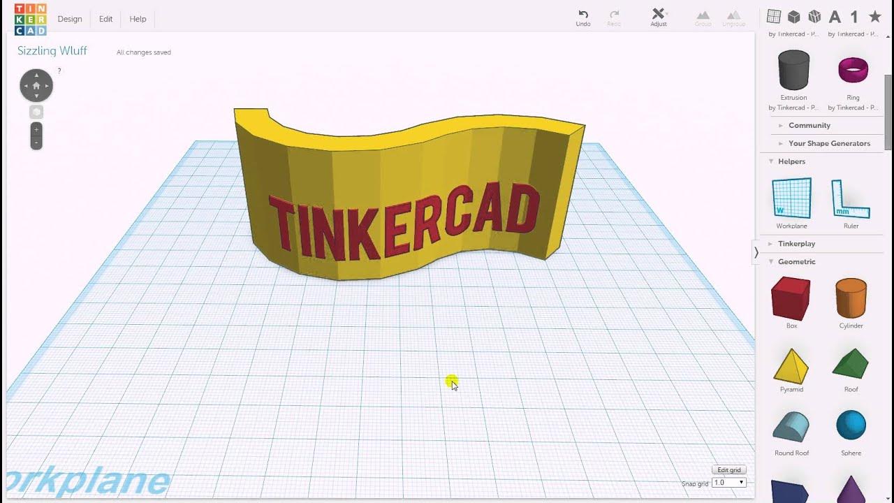 Tinkercad: text on surface - YouTube