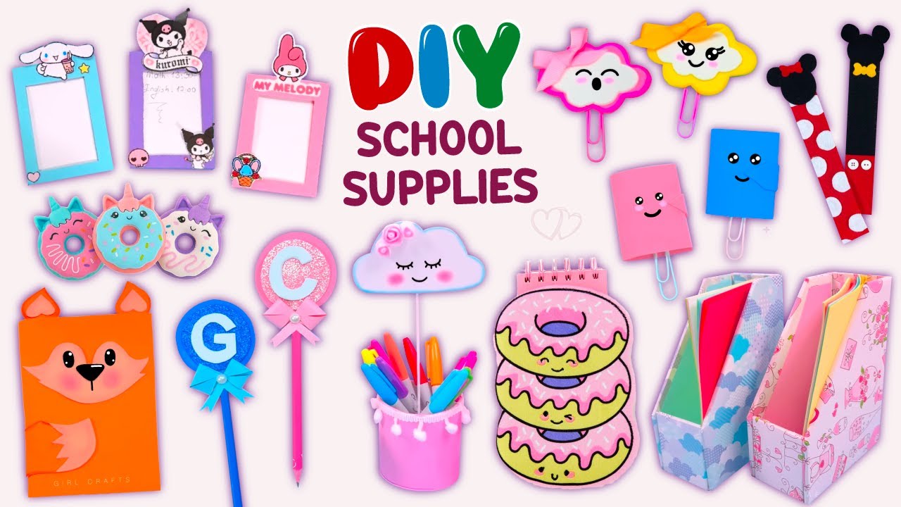 16 DIY CUTE SCHOOL SUPPLIES IDEAS - School Hacks And Crafts - YouTube