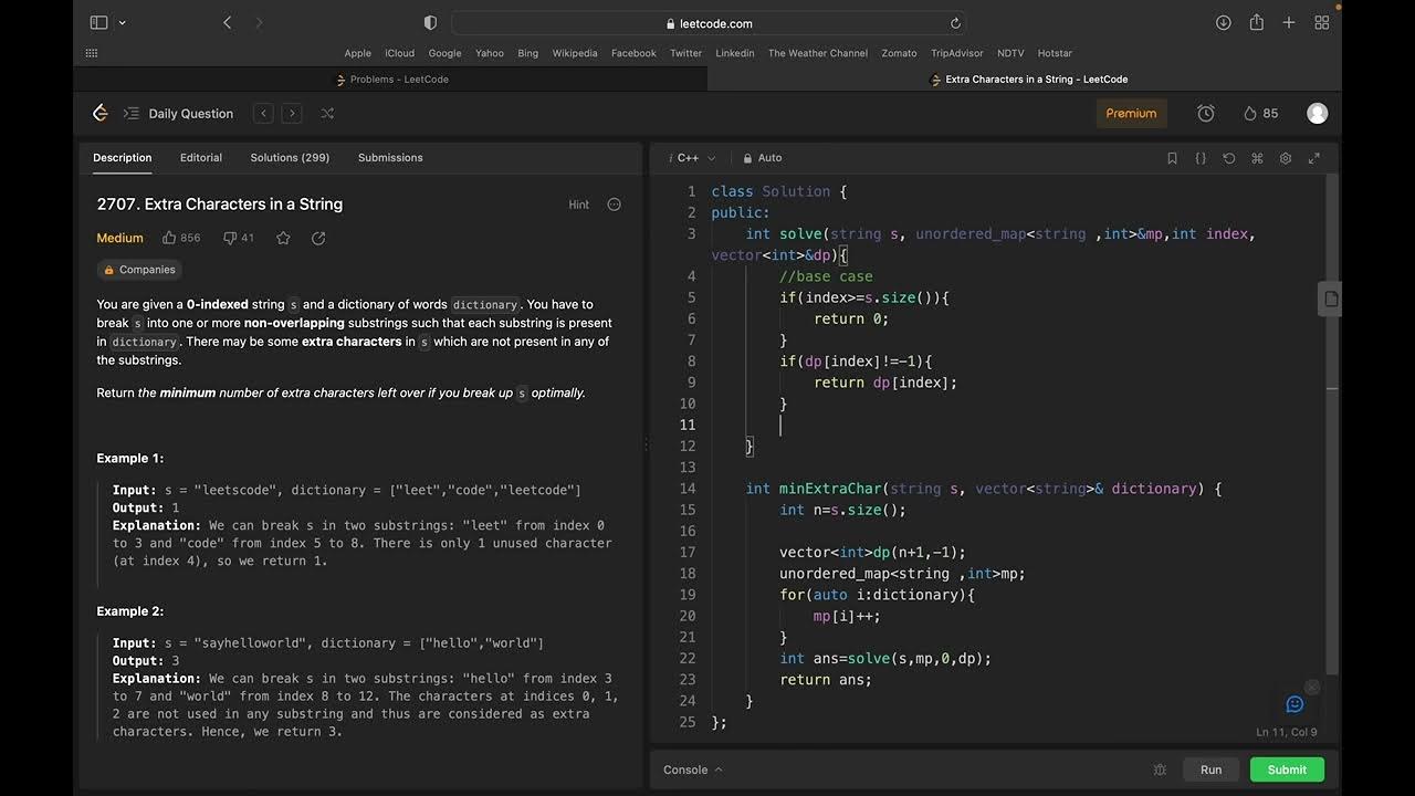 Extra Character In A String Leetcode 2707 Youtube
