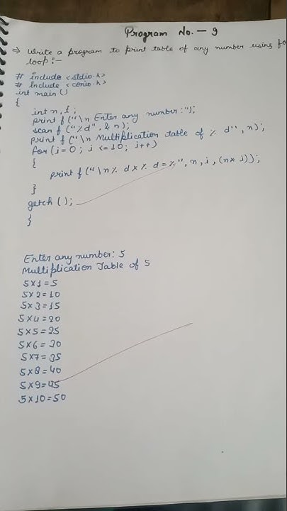 WAP a program to print table of any number using for loop - YouTube