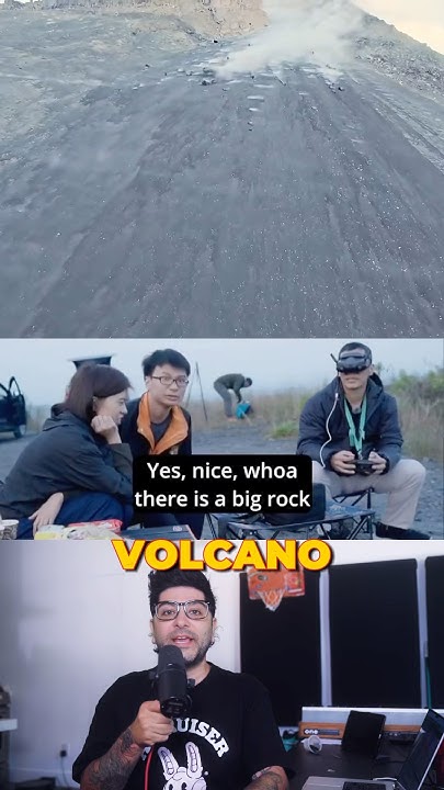 Volcanic rock falling in full speed from an erupting volcano caught in ...