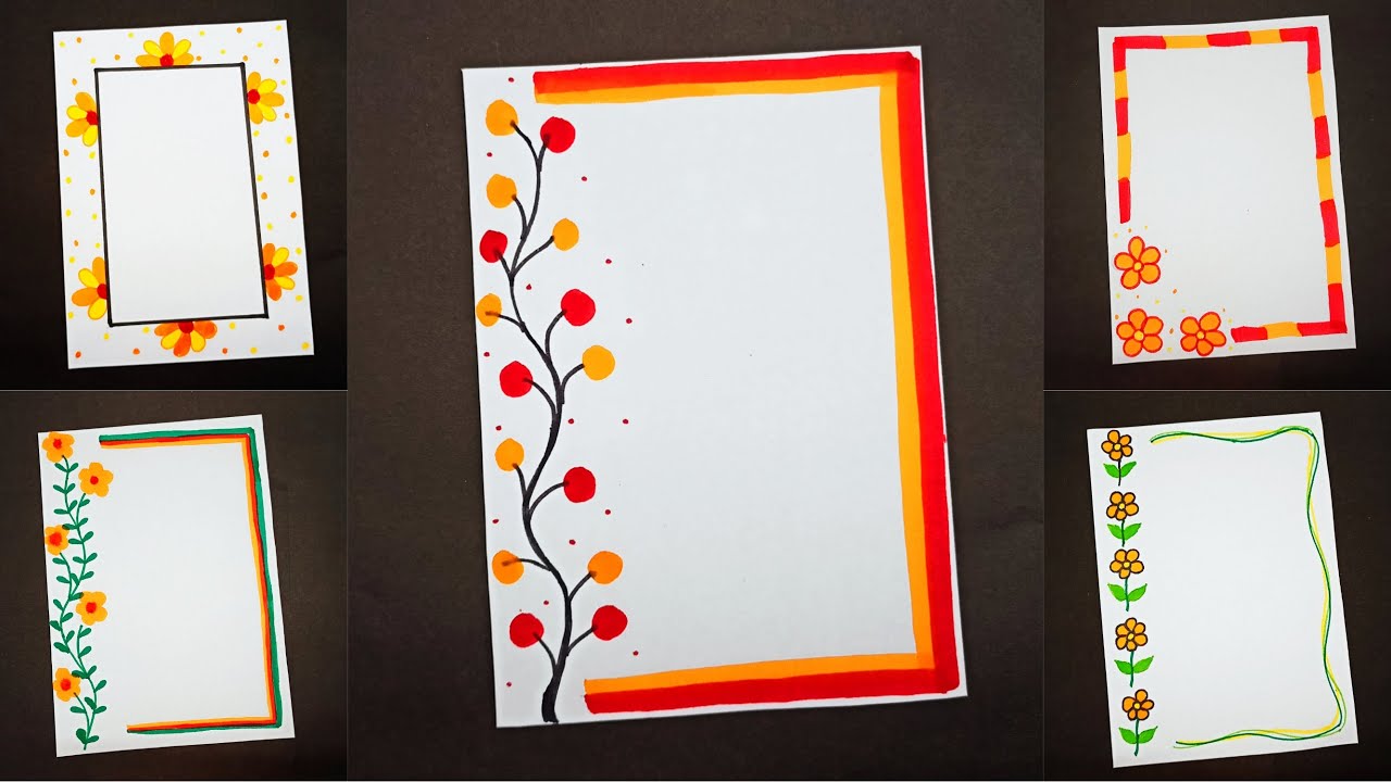 5 new orange border design for copy | Front page decoration for project ...