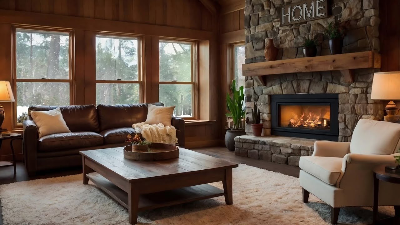 🔥Cozy Fireplace with Falling Snow ️ & Crackling Fire Sounds🔥 - YouTube