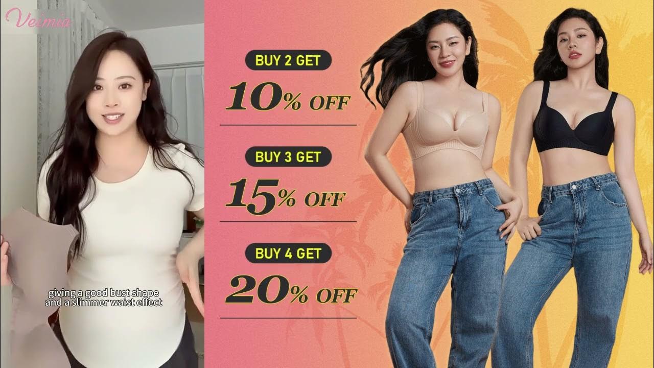 VEIMIA Plus Size Wireless Push Up Bra 3D Anti-Gravity Seamless Padded Gathering & Anti-sagging ...