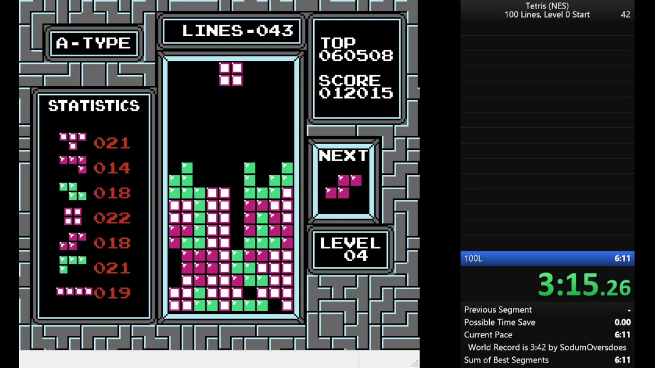 Tetris(NES) 100 Lines Level 0 Start-6:07 - YouTube