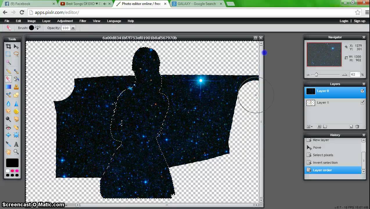 how to make galaxy shadow on pixlr - YouTube