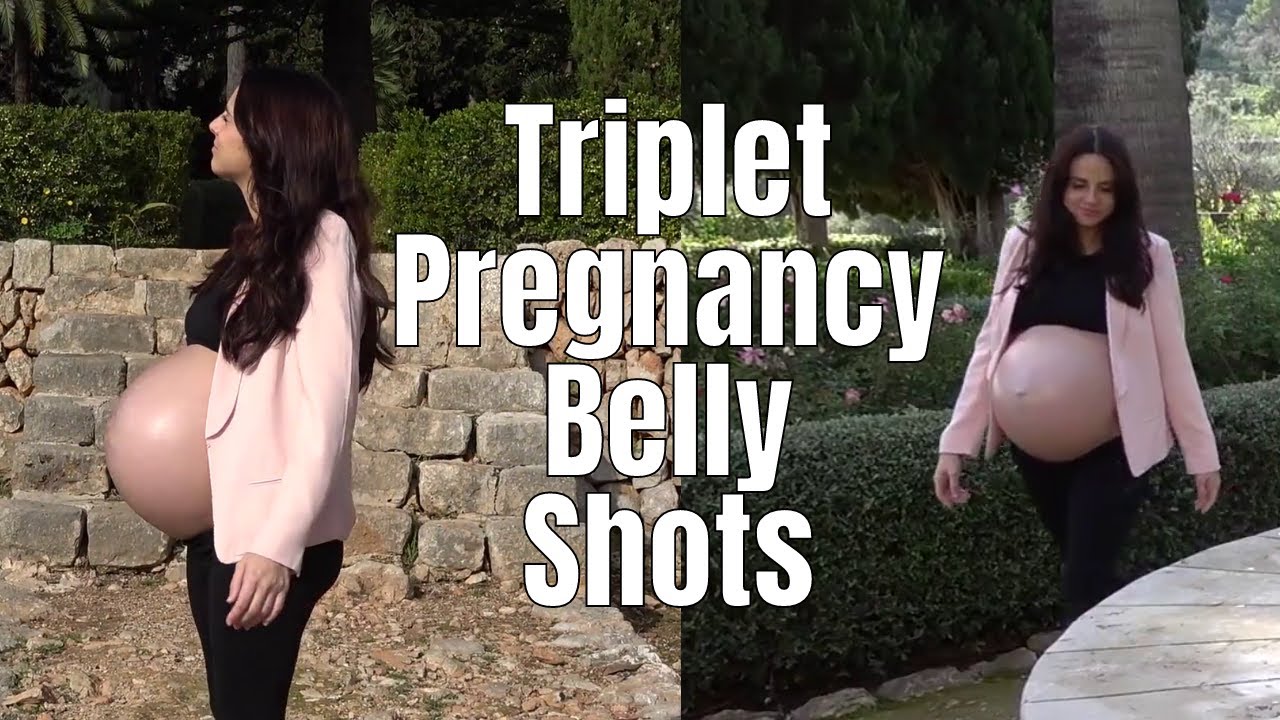 Triplet Pregnancy Belly Shots - YouTube