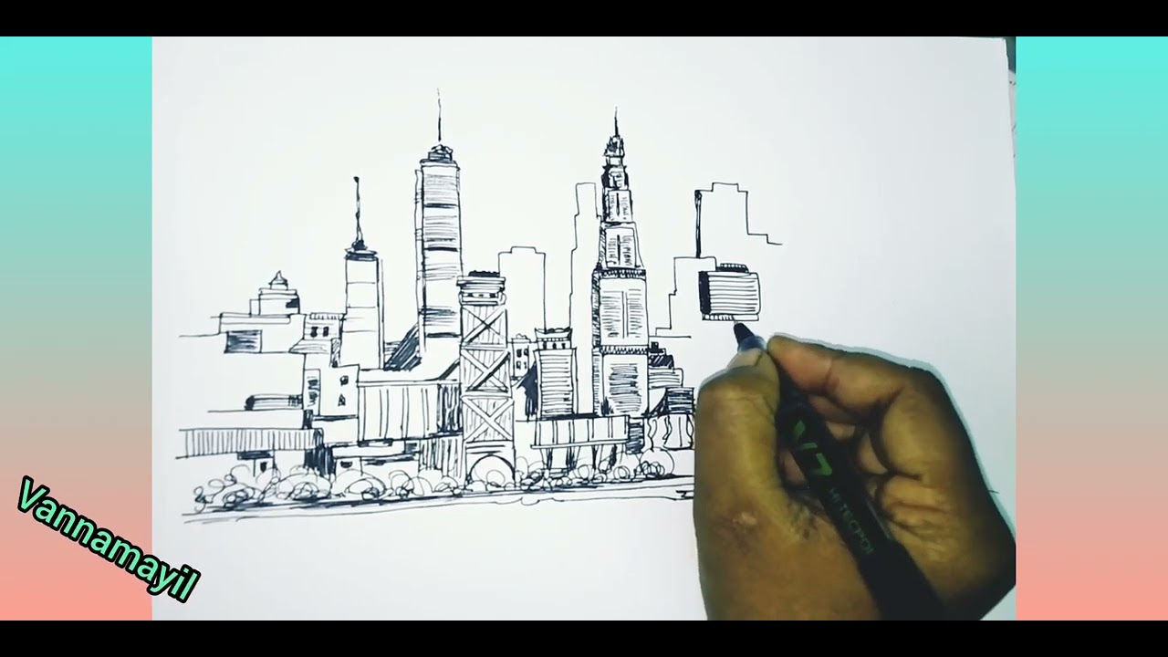 easy freehand pen drawing lesson-71 - YouTube