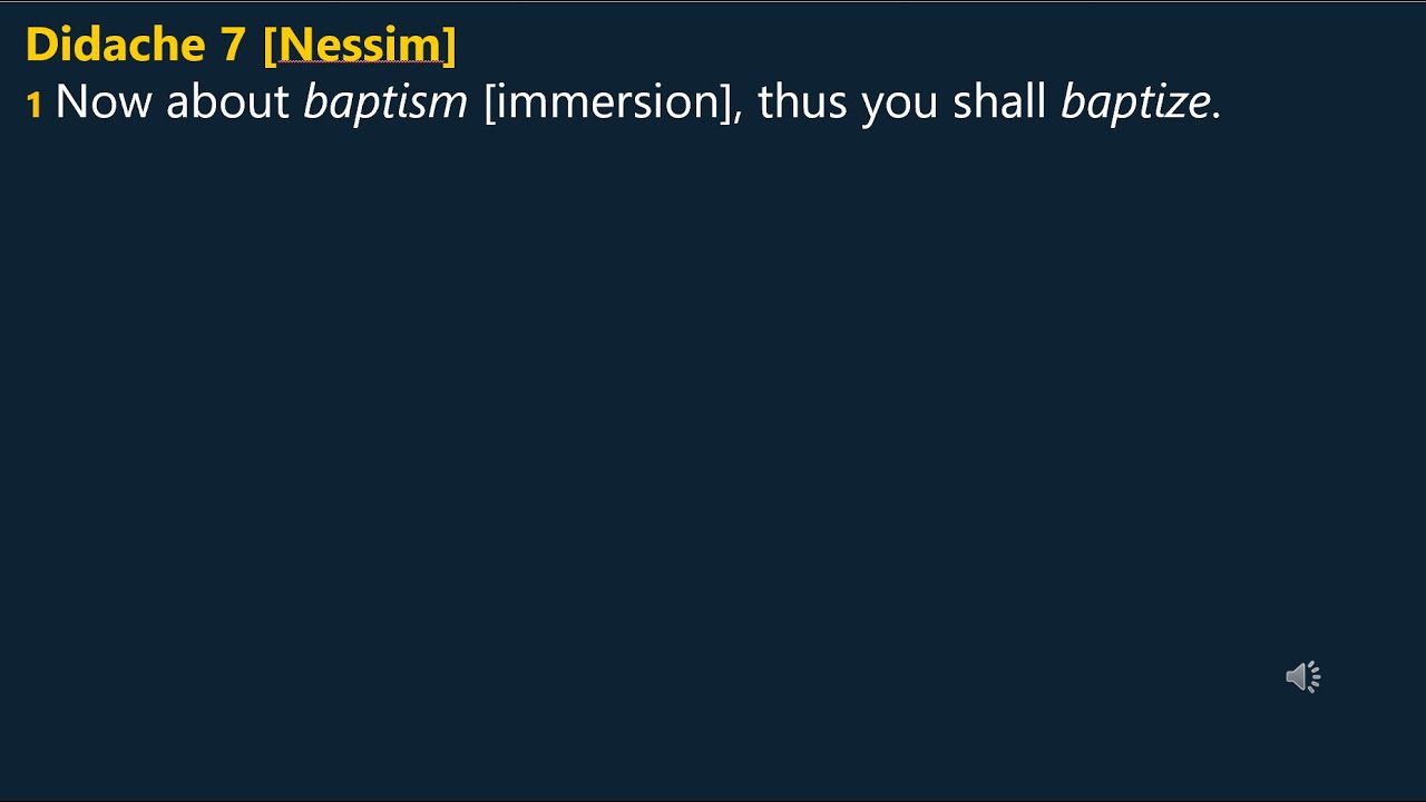 Canon Not - Didache 7 Introduction - First Century Baptism - YouTube
