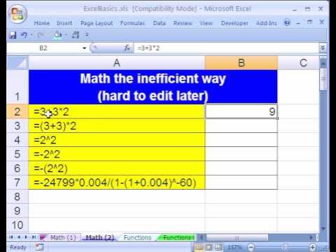 Excel Basics #5: Formulas Operators and Math - YouTube