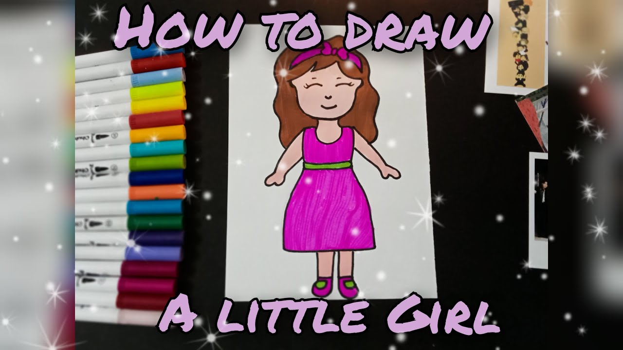 How to draw a cute little girl// easy drawing for kids - YouTube