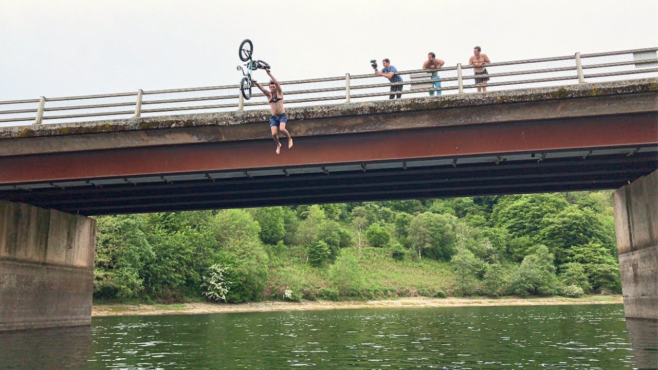 JUMPING OFF A BRIDGE ON A BMX FAIL - YouTube