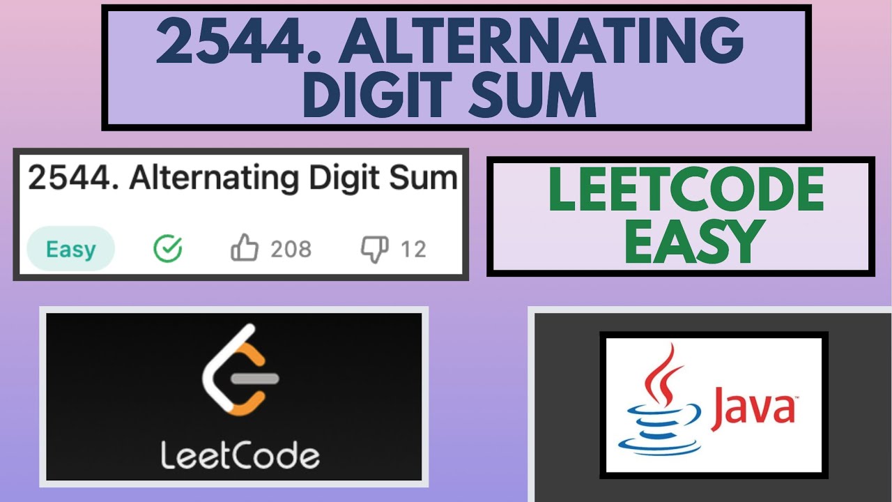 Leetcode 2544 Alternating Digit Sum Easy Java Solution Youtube 9490