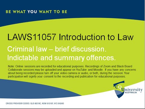 LAWS11057. Introduction to law. Indictable and summary offences. - YouTube