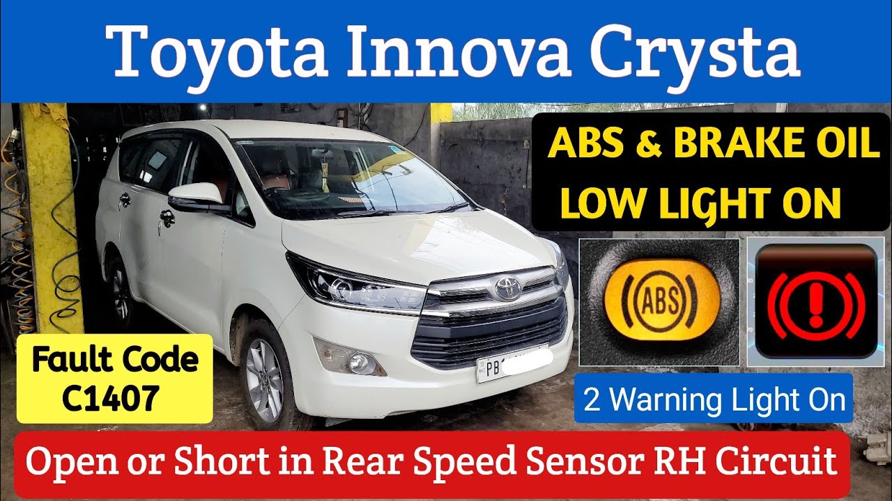 Toyota innova Crysta || How To Reset ABS light || DTC C1407 ABS LIGHT ...