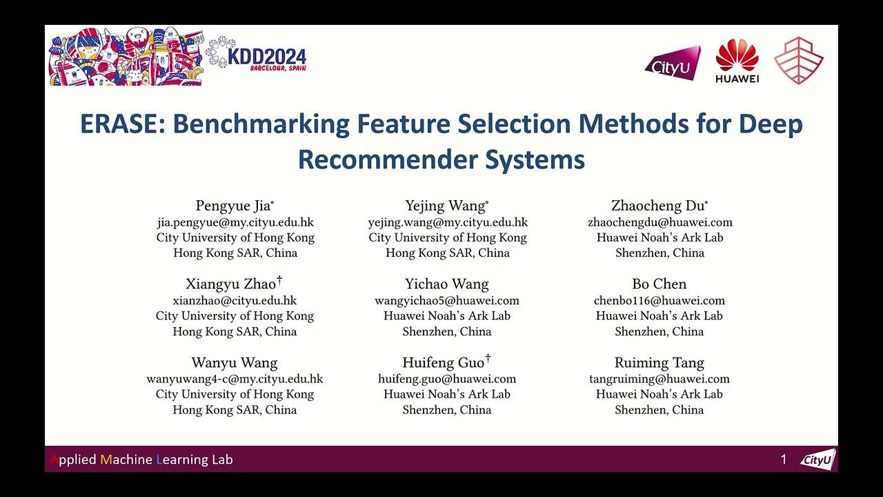 KDD 2024 - ERASE Benchmarking Feature Selection - YouTube